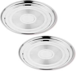 DOKCHAN Stainless Steel Plane Plate / Bhojan Thali / Dinner Plate Set ...