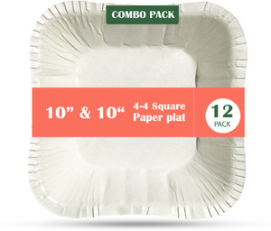 Vantara Disposable Eco-Friendly Paper Square Shaped Plates 10 cm For ...