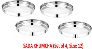 SEGA Stainless steel Plates ;SADA KHUMCHA (Set of 4, Size: 12) Silver ...