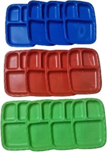 MBT Premium Plastic Snacks Kids Paav Plates Thali Sectioned Plate Price ...