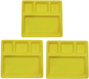 TWINK 4 Compartment melamine Yellow Square Plates For Breakfast ...