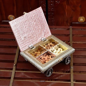 CDKalagram Meenakari Multi Compartments Rotating Tray Dry Fruit Box ...
