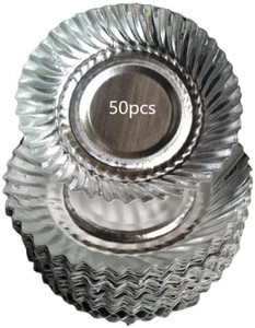 JIYAENTERPRISES Disposable Paper Plates Silver Coated, Paper Plate Eco ...
