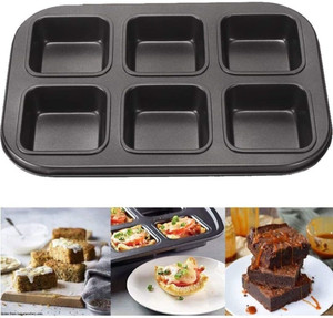 Bakers cutlery 6 Slot Brownie, Muffin Aluminium Carbon Steel, Baking ...