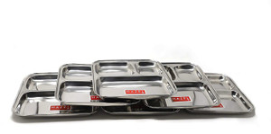 HAZEL Pav Bhaji Plates for Restaurant Nasta Plate Set of 6 Steel ...