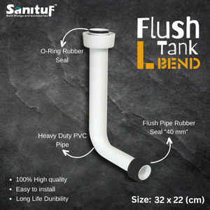 Sanituf Single Flush Wall Hung Cistern with Drainage L-Bend Pipe 40 mm ...