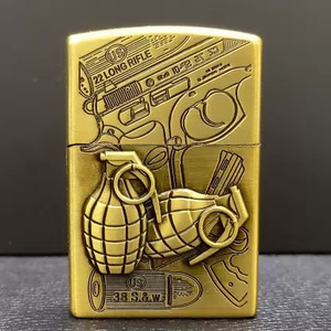 GENZ Golden Military Grenade Embossed Flint Wheel Full Metal Body ...