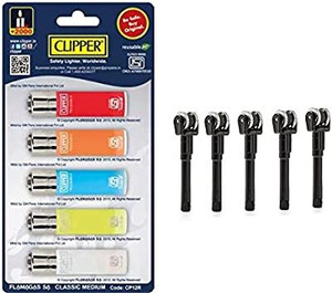 clipper Cigarette Lighters (CP12)- 5 PCS & Flint System 5 Pcs Combo ...