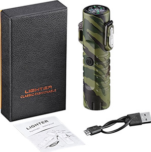 Vedara Waterproof Rechargeable Dual Arc Plasma Lighter with Flashlight ...