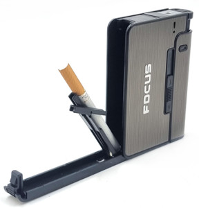 VIOVI Focus Pioneer Grey Cigarette Case with Portable Lighter for 84mm ...