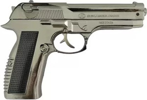 GENZ Silver 608 Full Metal Body Gun Lighter With Pull Back Loading ...