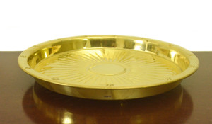 Tangerine Brass 12 inch Plate/Thali with Leg in Embossed- for Poojan ...