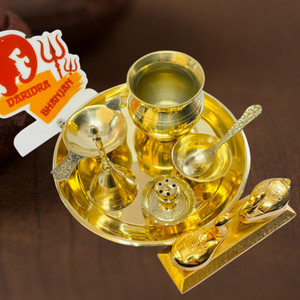 DARIDRA BHANJAN Pooja Thali Set Brass Puja Thali Pital Kuber Diya ...