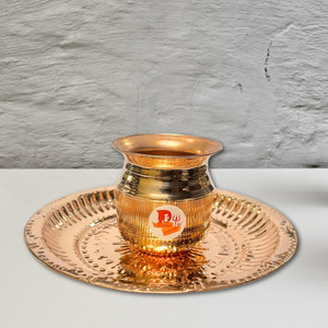 DARIDRA BHANJAN Copper Om Puja Thali With Copper Lota, Pilet With ...