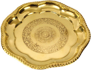 Spillbox Brass Thali|Aarti Plate for Pooja|Worship-Engraved ZigZag ...