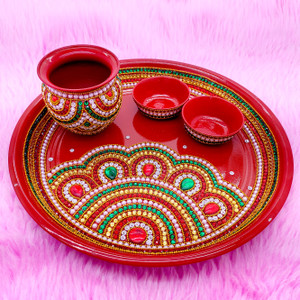 Vinayak K Colorful Pooja Aarti for Home, Diwali Pooja Thali Set,Groom ...