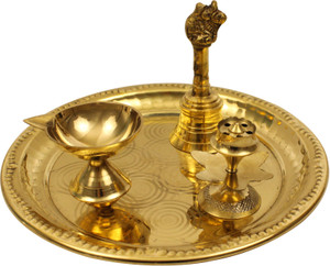 Spillbox Traditional Handcrafted Brass Thali/Aarti Bartan Ring Thali ...