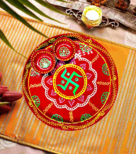 Cosy Home Make It Easy Decorated Steel Pooja Thali Set/Haldi Kumkum ...