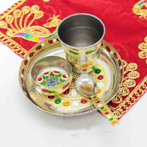 Mykanha Pooja Thali set (Thali , Bowl , Glass and Spoon) Iron Price in ...