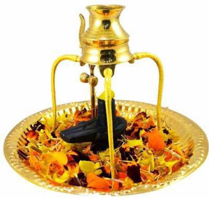 Buyer World Marble Shaligram Shiva Ling Lingam Statue Brass Plate with ...