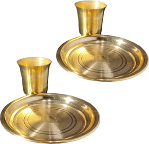 Divine Bazaar Brass Puja Thali/Pure Brass Pooja Plate, Brass 2 Thali ...