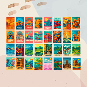 32 Tourist Places Posters Set | Indian Monuments Set Paper Print ...
