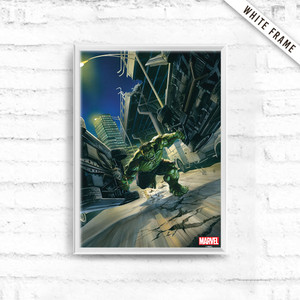 Hulk Smashes City - Official Hulk Poster White Frame Photographic Paper ...