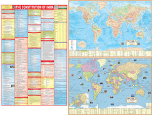 Editone International Combo of 3 World Political & Physical Maps with ...