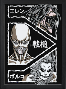 attack on titan poster with frame aot wall poster (Size_13x9.8 inch ...