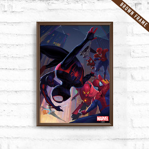 Spider-Verse - Official Spiderman Poster Brown Frame Photographic Paper ...
