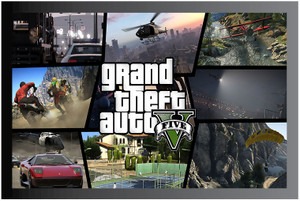 GTA Game Frame Poster For Room Synthetic Wood Gloss Lamination F29 ...