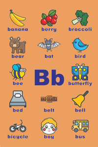 English Alphabet 'B' Sticker Poster For Early Learning|Kids Education ...