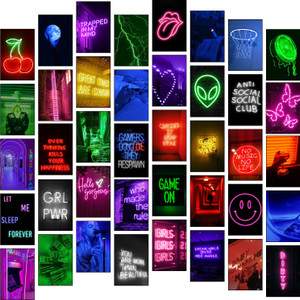 Neon Aesthetic Wall Collage Kit || 40 Unique Poster Set + Free Tape ...