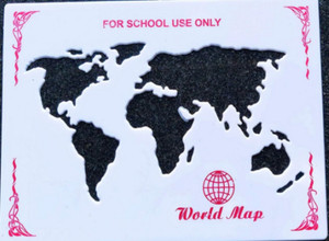 World Map Plastic Stencil Outline School Craft Drawing 3D Poster - N.A ...