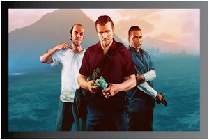 GTA Game Frame Poster For Room Synthetic Wood Gloss Lamination F35 ...