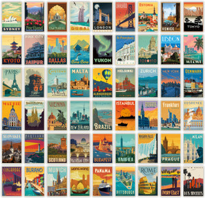Pack of 54 Travel City Posters Collage Kit For Wall, Trendy Cities ...