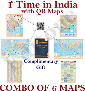 (COMBO OF 6 MAPS/CHARTS) INDIAN Constitution Map & History of India Map ...