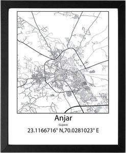 Anjar,Gujarat,India UNFRAMED Minimalist Map Line Art Print Poster Wall ...