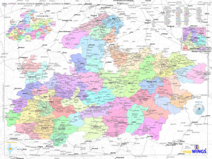 Map of { MADHYA PRADESH (MP) } with Towns, Highways-Rail and District ...