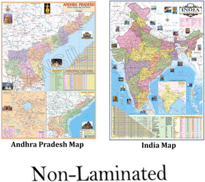 Andhra Pradesh Map and India Map (Set of 2 Map). Both Map Size : 100x70 ...
