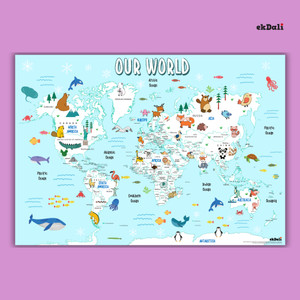 24 x 33 Inch World Map – Interactive Learning Tool with Continents ...