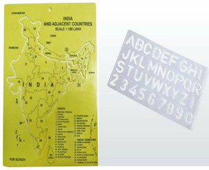 25mm Alphabets Lettering Stencil & India Map Stencil Combo 3D Poster ...