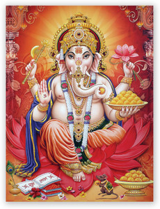 Hindi Religious Lord Ganesha With Mushak Raj Photo Poster Size “24 X 18 ...