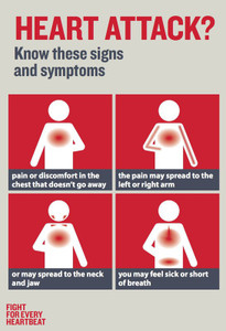 Poster Heart Attack Sign & Symptoms sl-9784 (Wall Poster, 13x19 Inch ...