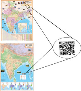 India Physical & India Political Road Guide Maps Poster for Wall with ...