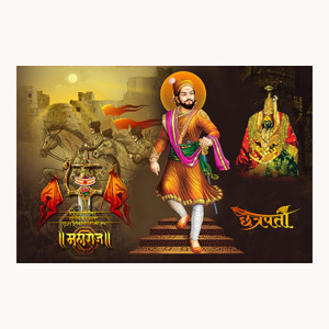Chatrapati Shivaji Maharaj Poster Big Size Sparkle Coated Self Adhesive ...