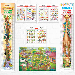 GIANT AT THE FARM COLOURING POSTER, JUNGLE HEIGHT CHART, GIRAFFE HEIGHT ...