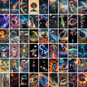 Space and Astronauts Poster Set of 54 | 4x6 Inch Outer Space Wall Art ...