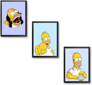 90'S CARTOON POSTERS, HOMER SIMPSON, THE SIMPSONS Set of 3 Modern Wall ...