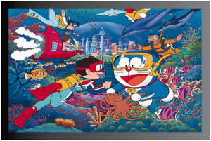 Doraemon Cartoon Poster with Frame Gloss Lamination M19 Paper Print ...